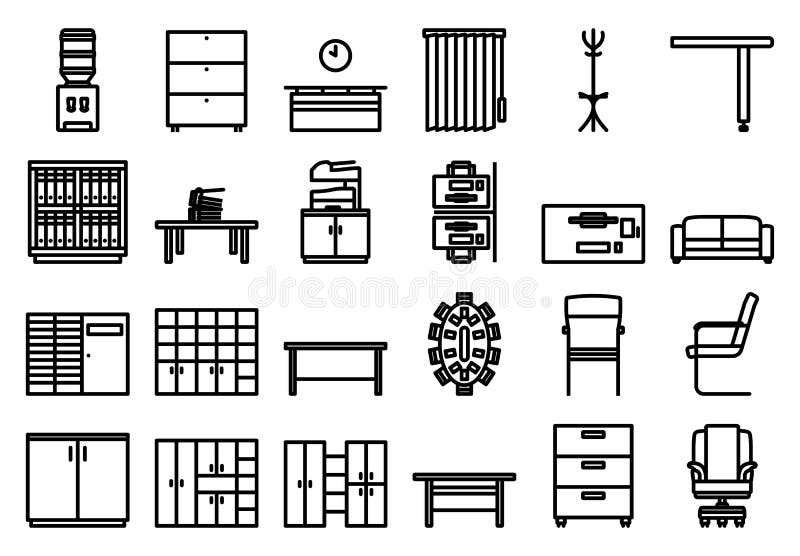 Office Icon Set stock vector. Illustration of bold, icons - 223967388