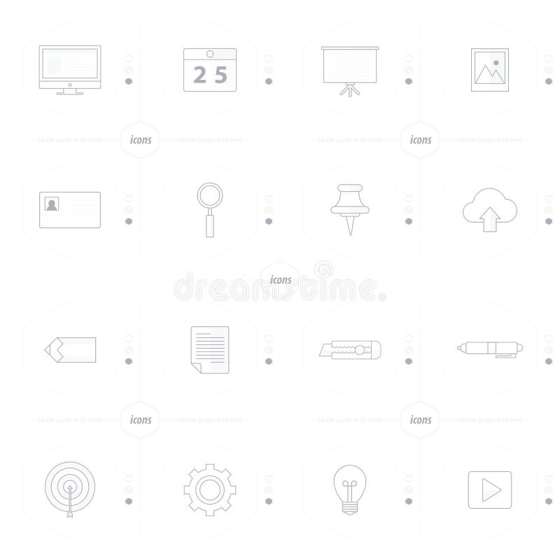 Office Icon Set 4 Design Line Icons Style Stock Vector - Illustration ...