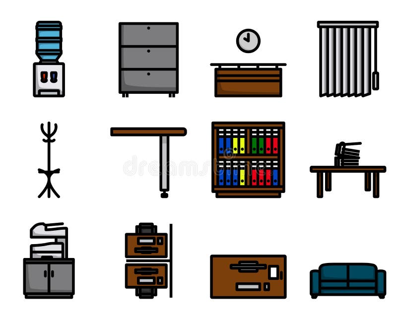 Office Icon Set stock vector. Illustration of desk, design - 218406336