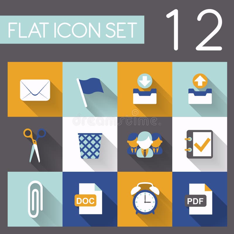 Office icon set stock vector. Illustration of flat, office - 45126081