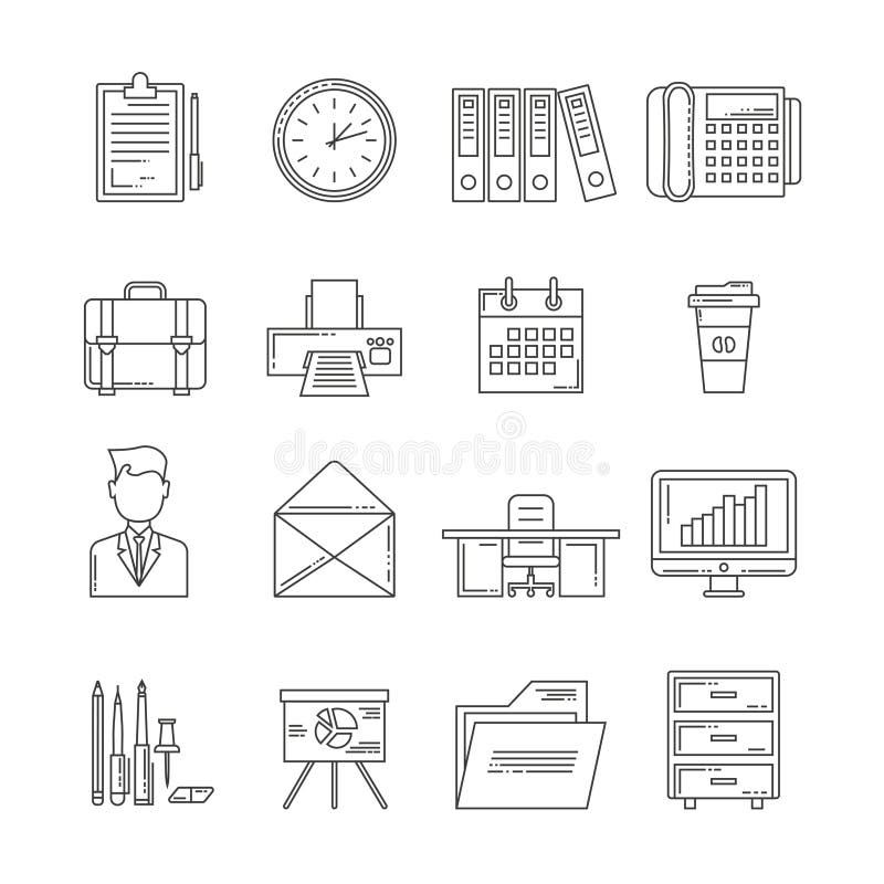 Office Icon Set stock vector. Illustration of icons, concept - 71303465