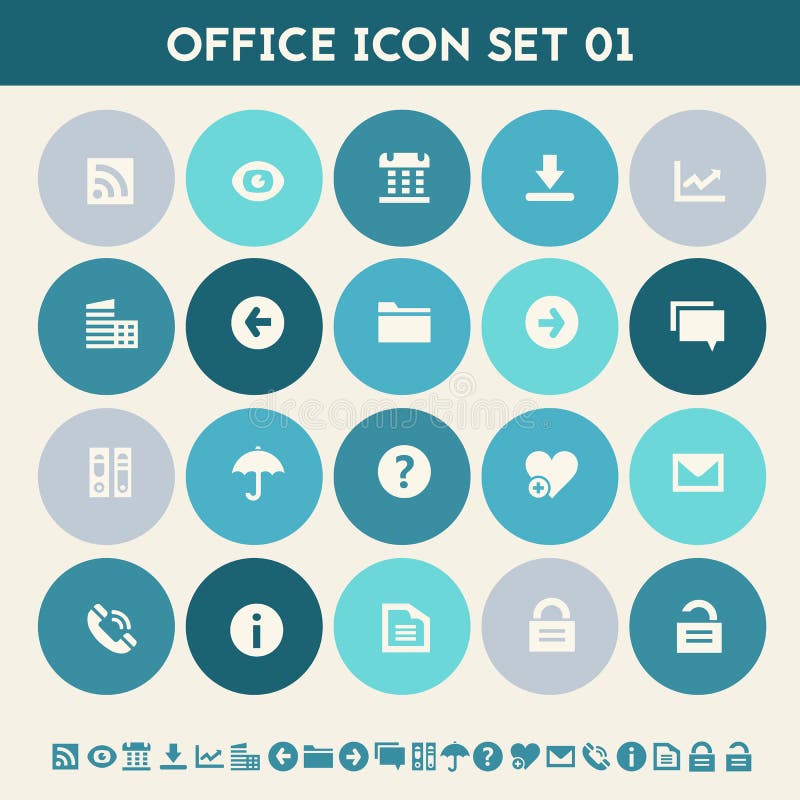Office 1 Icon Set. Multicolored Flat Buttons Stock Vector ...