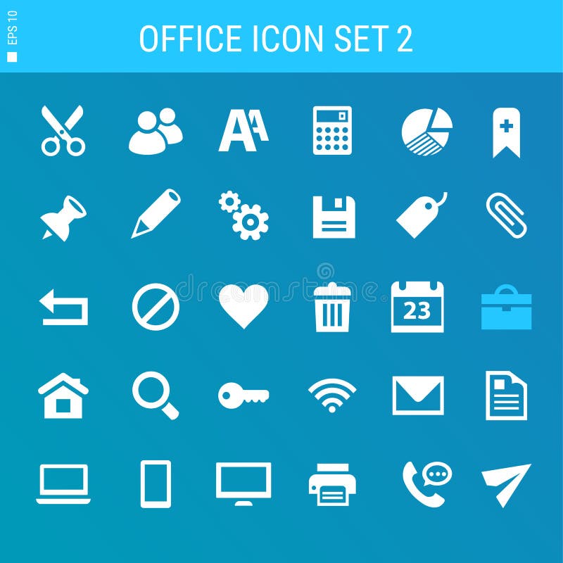 Office 2 Icon Set. Multicolored Flat Buttons Stock Vector ...