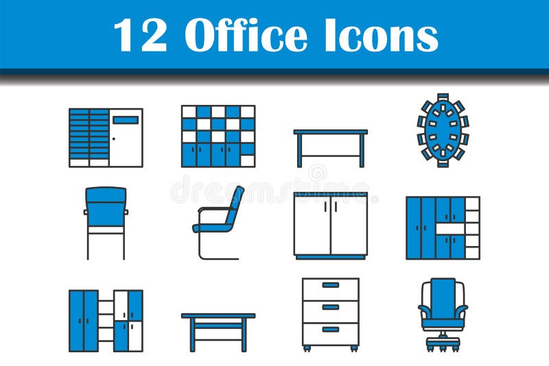 Office Icon Set stock vector. Illustration of elements - 256255278