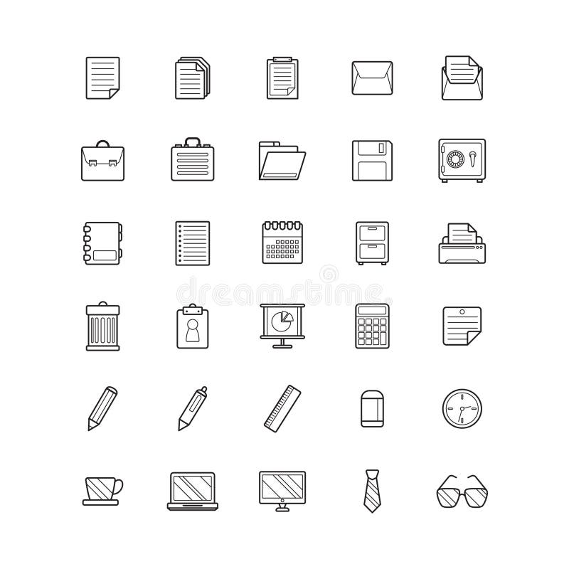 Office Icon Set. Vector Illustration Decorative Design Stock Vector ...