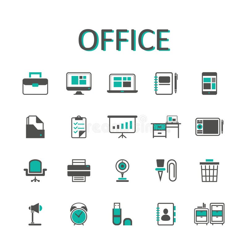Office Icon Set. Vector Illustration Decorative Design Stock Vector ...