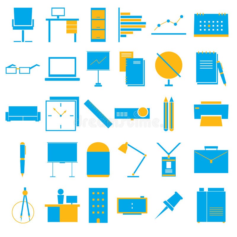 Office Icon Set. Vector Illustration Decorative Design Stock Vector ...