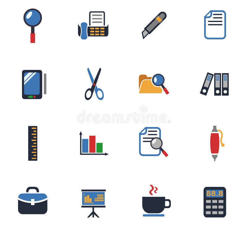 Office icon set stock vector. Illustration of briefcase - 88090513