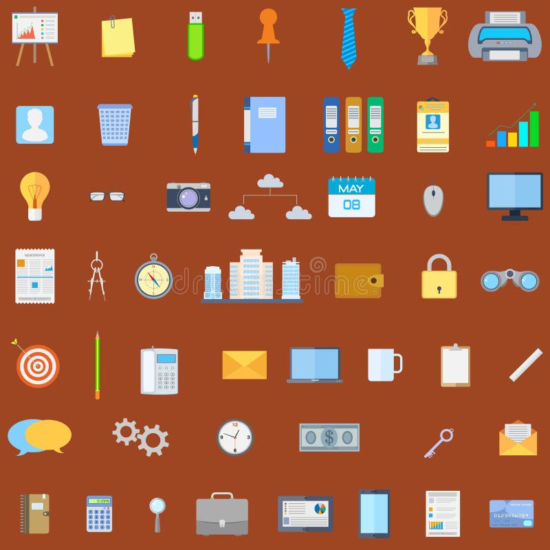 Office icon set stock vector. Illustration of icon, communication ...