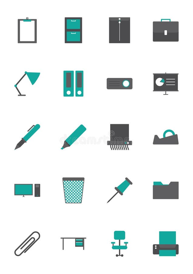 Office Icons Collection. Vector Illustration Decorative Design Stock ...