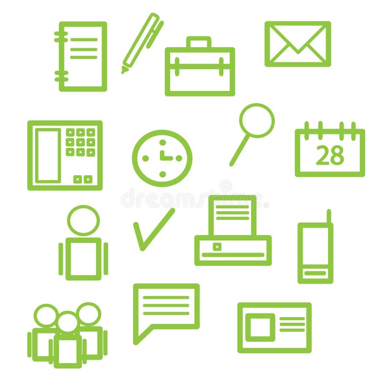 Office icons in green stock vector. Illustration of page - 33703268