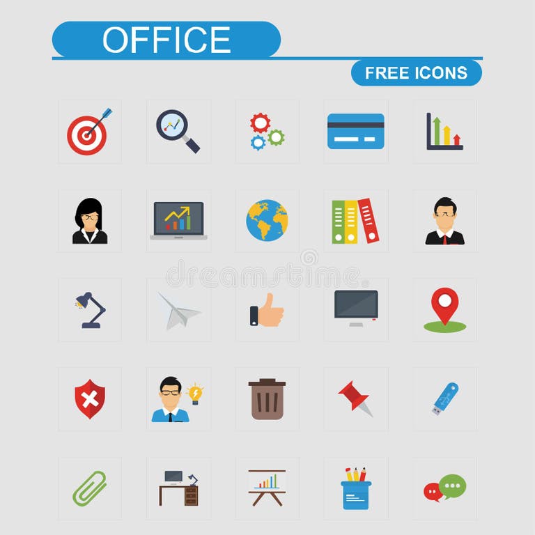 Office icons set vector stock vector. Illustration of sign - 120628550