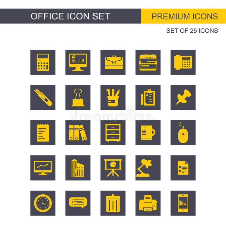 Office icons set vector stock vector. Illustration of computer - 120631095