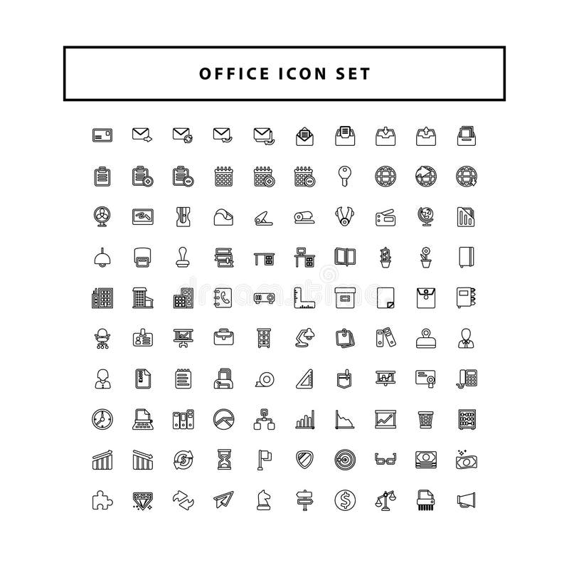 Office Icons Set Vector with Outline Style Design Stock Vector ...