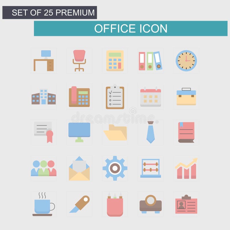 Office icons set stock vector. Illustration of mail - 120543487