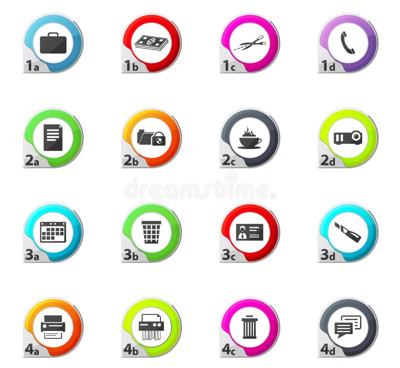 Office icons set stock illustration. Illustration of office - 89249916