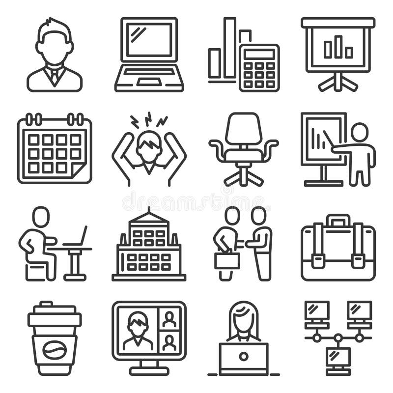 Office Icons Set stock vector. Illustration of computer - 36115477