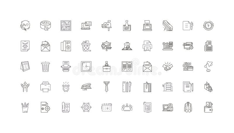 Office Ideas, Linear Icons, Line Signs Set, Vector Collection Stock ...
