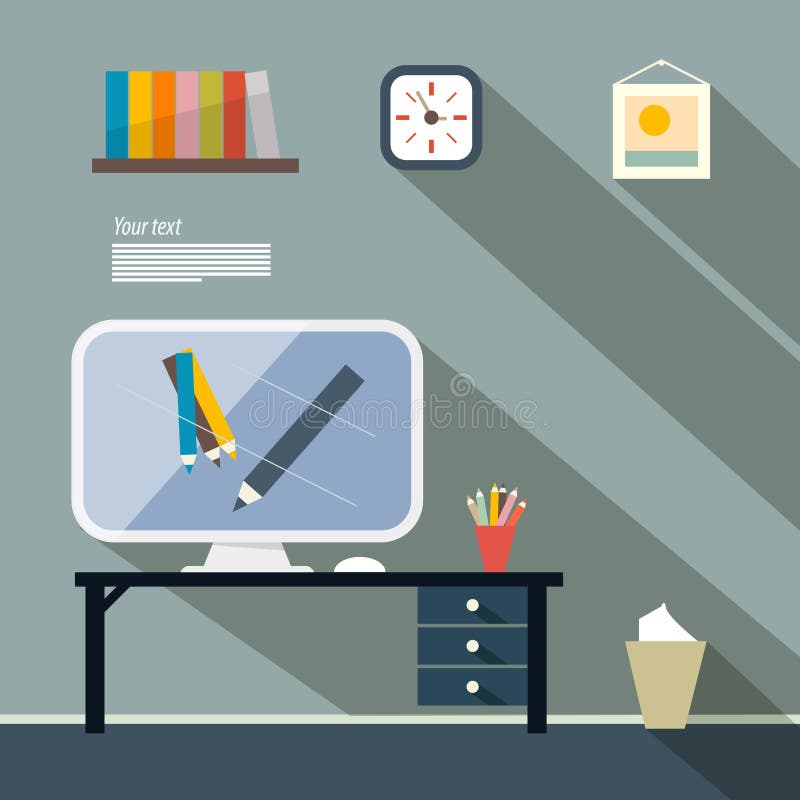 Office Illustration stock vector. Illustration of computer - 49293467