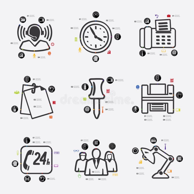 Office infographic stock vector. Illustration of desk - 58347757