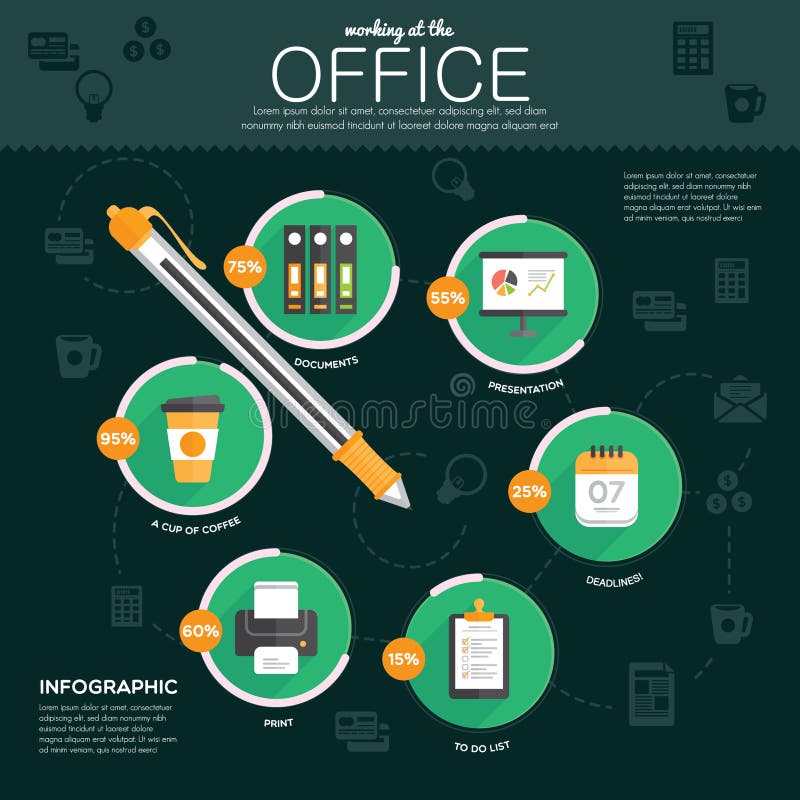 Office Infographic. Vector Illustration Decorative Design Stock Vector ...