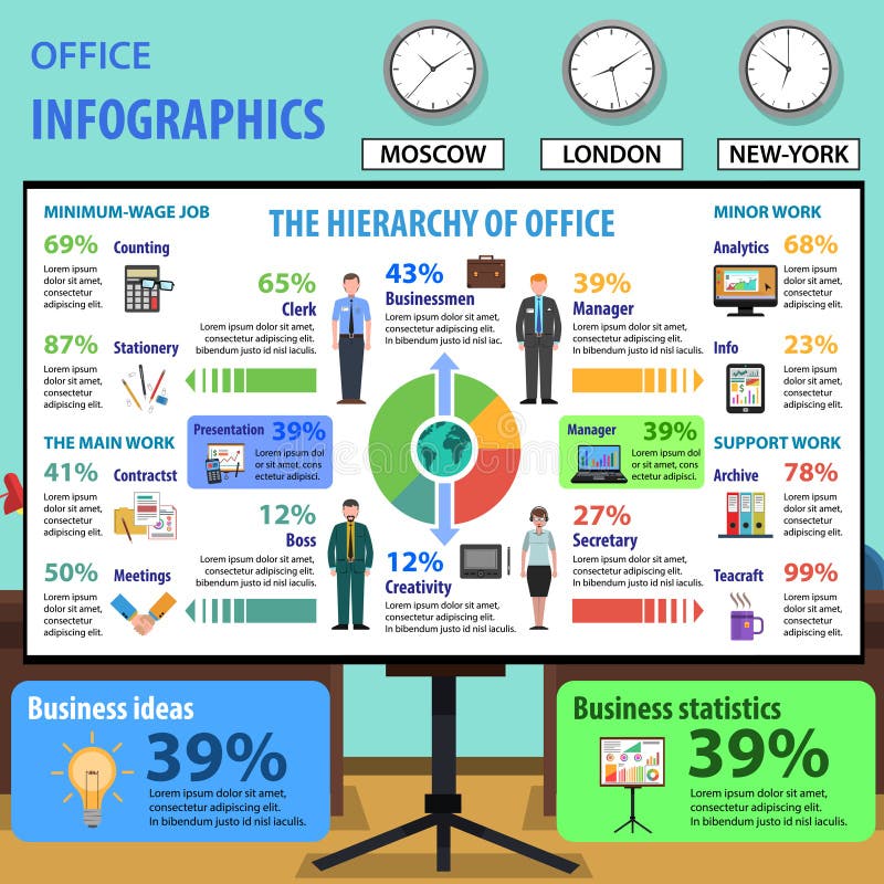 Office Infographics Set stock vector. Illustration of design - 60385525