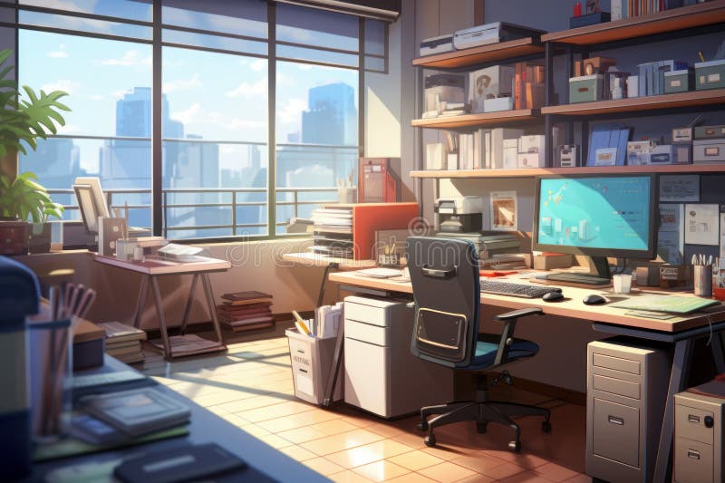 Anime Office Desktop Wallpaper