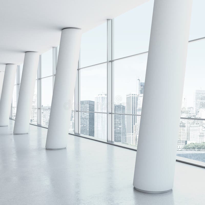 Office Interior with Columns Stock Photo - Image of empty, building ...