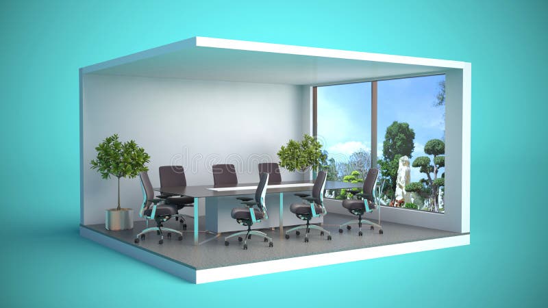 Office Interior. 3D Illustration Stock Illustration - Illustration of ...