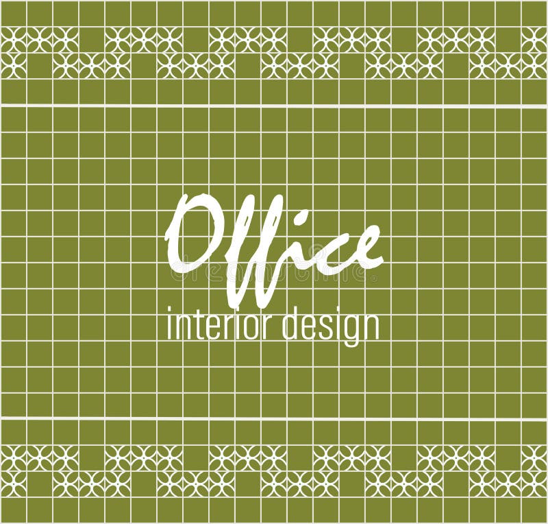 Office Interior Design. Text on Tile Wall. Dark Green Square Tiles with ...