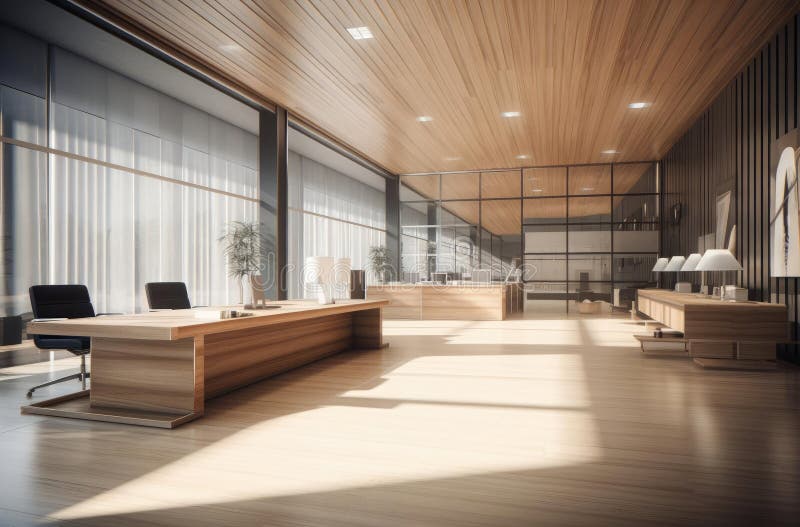 Office Interior with Desks and Computers Stock Image - Image of office ...