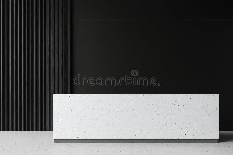 Empty Reception Desk in Luxury Office or Hotel with Computers. Wall ...