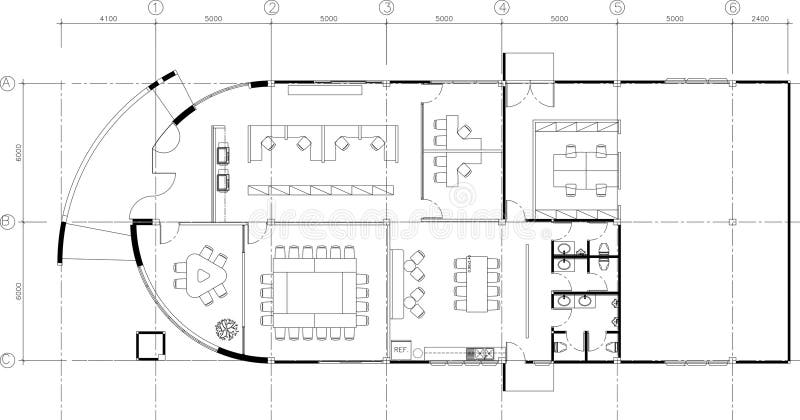 Office Interior Furniture Layout Plan Vector Drawing Stock Vector ...