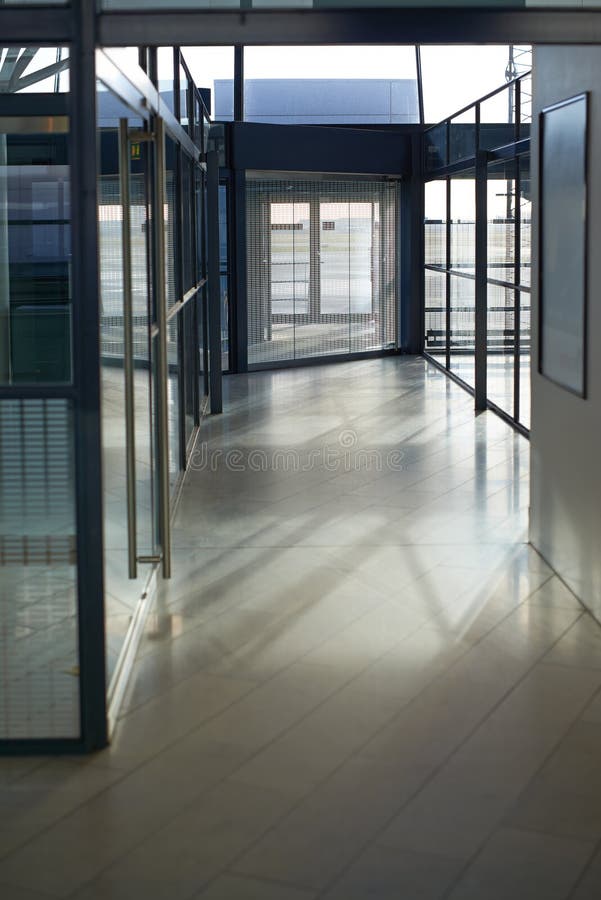 Office, Interior and Hallway with Glass Windows in Passage or Corridor ...