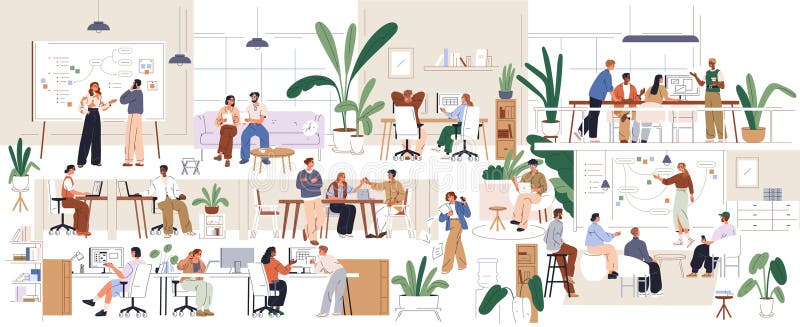 Office Interior, Modern Open Space. Professional Workspace with ...