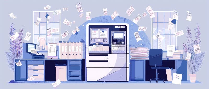 Secretary Illustration Flying Papers Stock Photos - Free & Royalty-Free ...