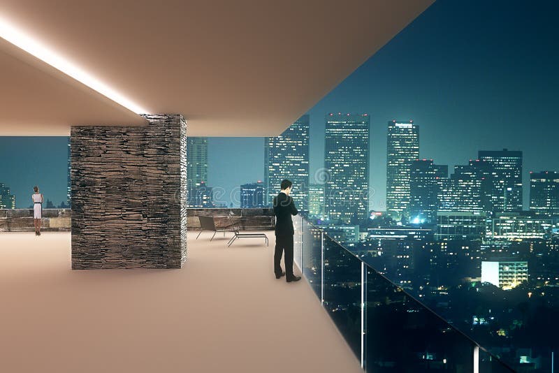 Office interior nighttime stock photo. Image of building - 69265378