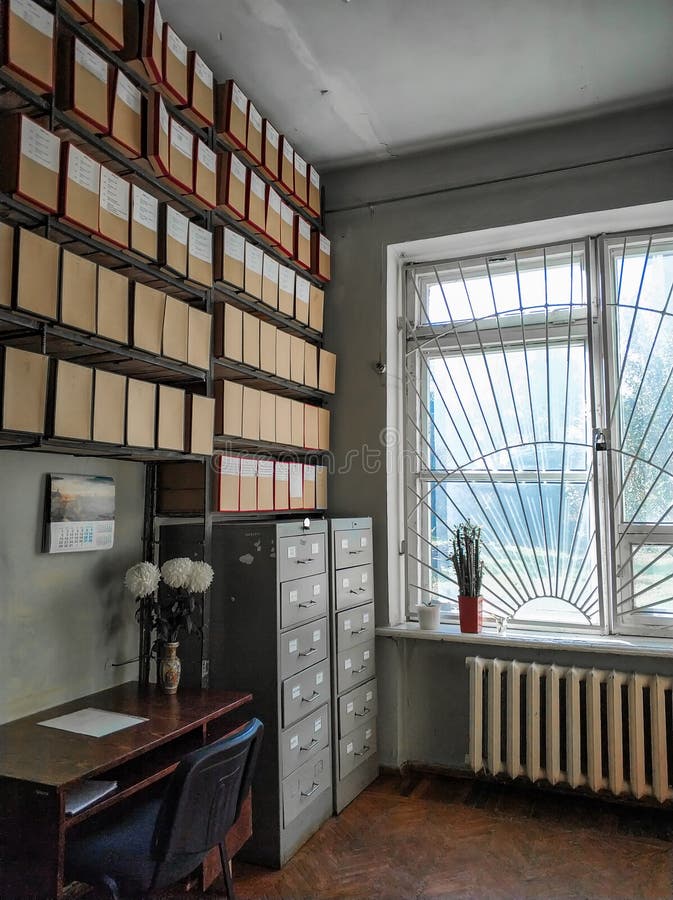 Office Interior of an Old University Building with a Desk and a Wall ...
