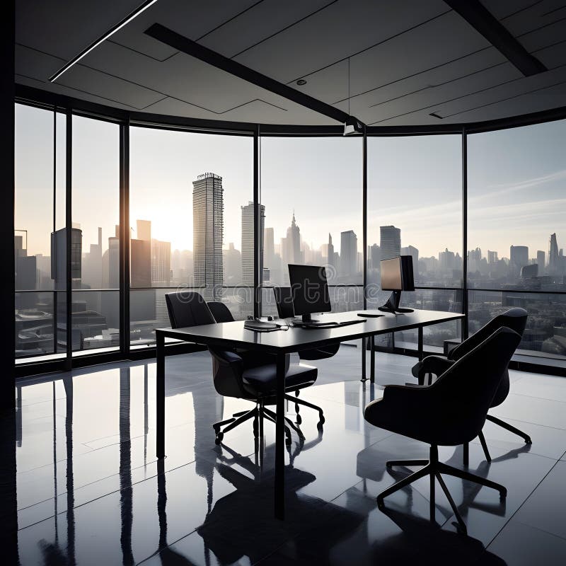 Office Interior with Panoramic Window and City View. Generative Ai ...