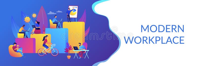 Modern Workplace Concept Banner Header Stock Vector - Illustration of ...