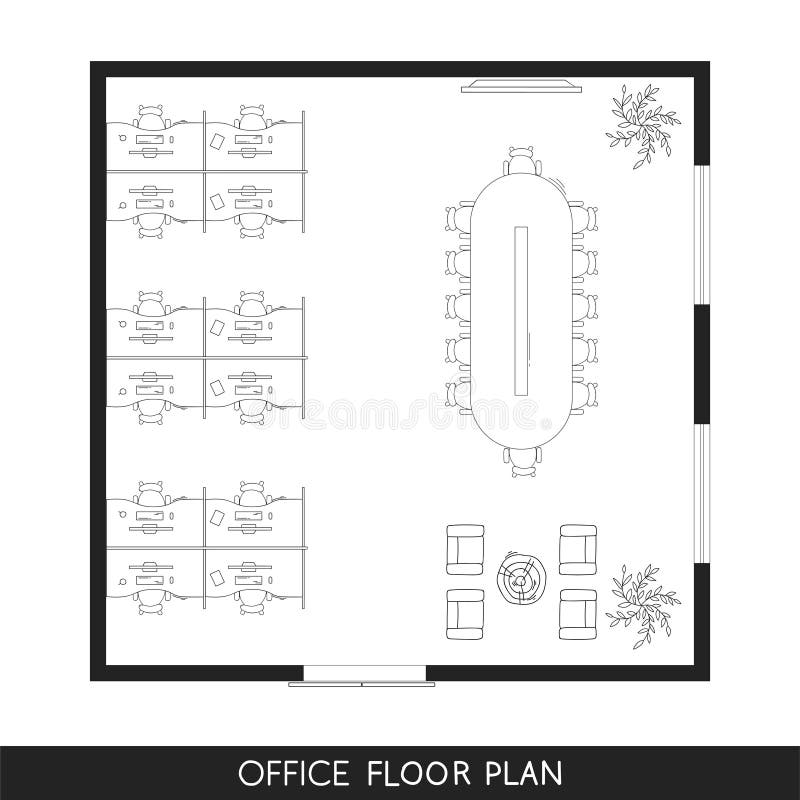 Office Interior Project Top View Plan Stock Vector - Illustration of ...