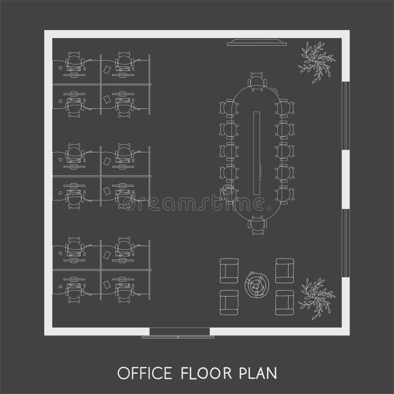 Office Interior Project Top View Plan Stock Vector - Illustration of ...