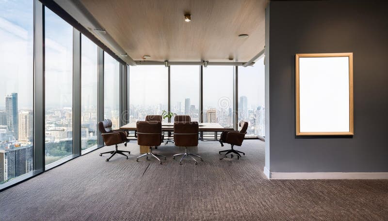 Office Interior with Rest and Conference Room Near Window. Mockup Frame ...
