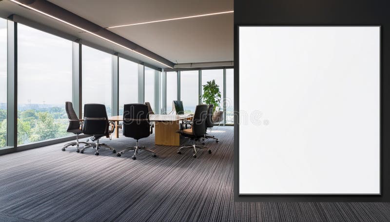 Office Interior with Rest and Conference Room Near Window. Mockup Frame ...