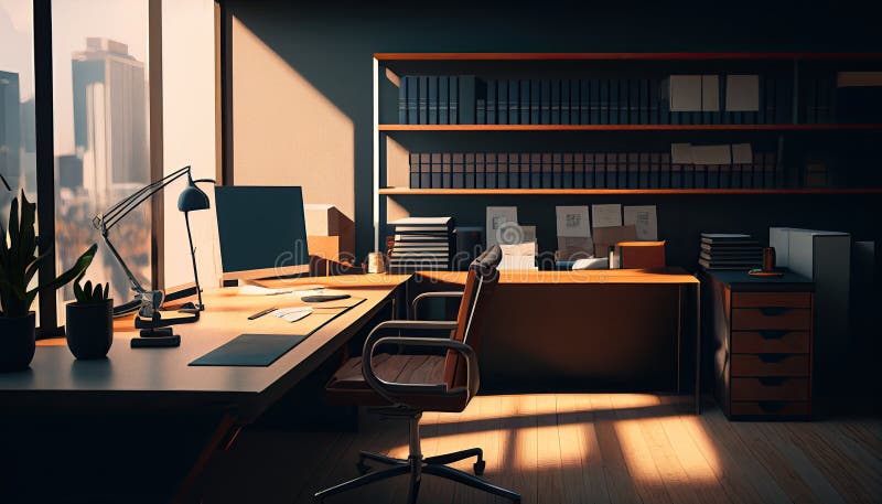 Office Interior Room Space Background. Working Place, Generative AI ... Office Interior Room Space Background. Working Place, Generative AI ...