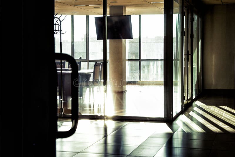 Office Interior with Sunset Lighting and Shadow Stock Image - Image of ...