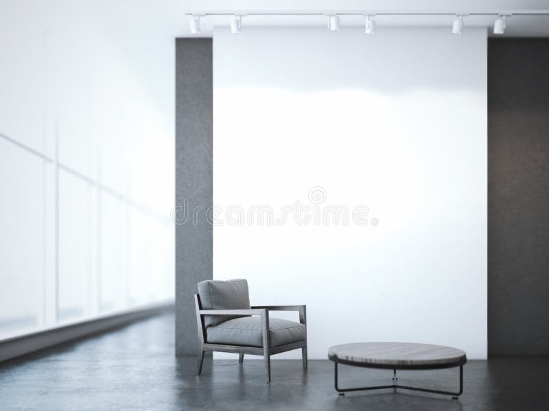 Office Interior with Table and Armchair. 3d Rendering Stock Image ...