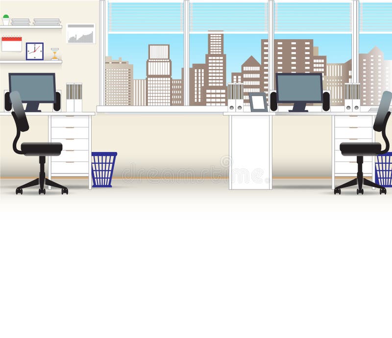 Office Interior Vector Business Background, Stock Vector - Illustration ...