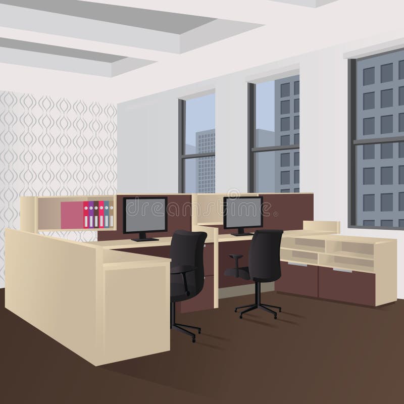 Office Interior. Vector Illustration Decorative Design Stock Vector ...