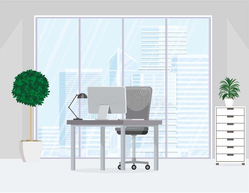 Office Interior. Vector Illustration. Stock Vector - Illustration of ...